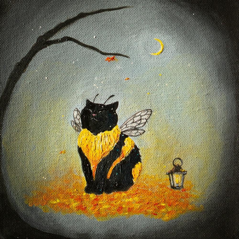 Midnight Bumble Cat Art Print by Artbyingrida – Fy!