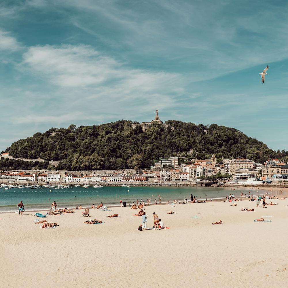 At The Beach, Colour St Sebastian, Spain Square Art Print by Aimee ...