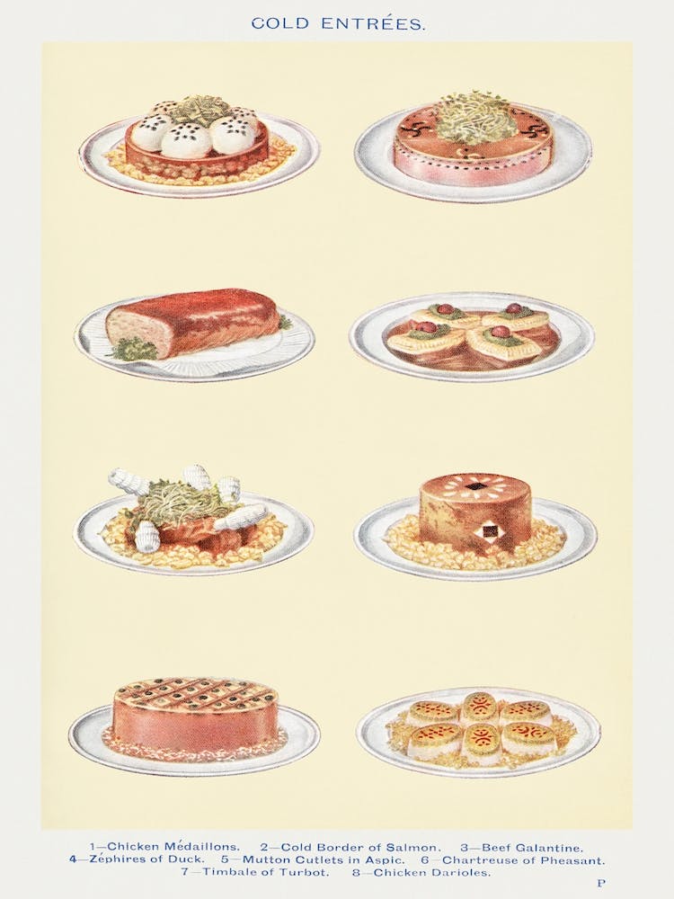Cold Entrée Chicken Médaillons Art Print by Fy! Classic Art Prints and ...