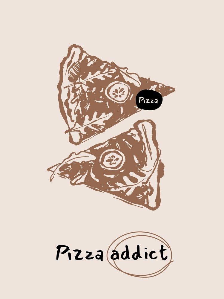 Pizza Addict – Minimal Food Illustration for Kitchen Decor Art Print by ...