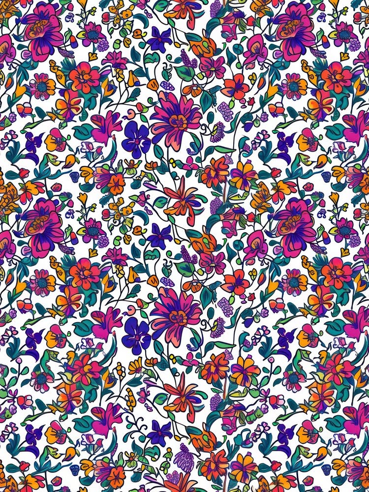 Iris Impress London Fabrics Floral Pattern 4 Art Print by House of ...