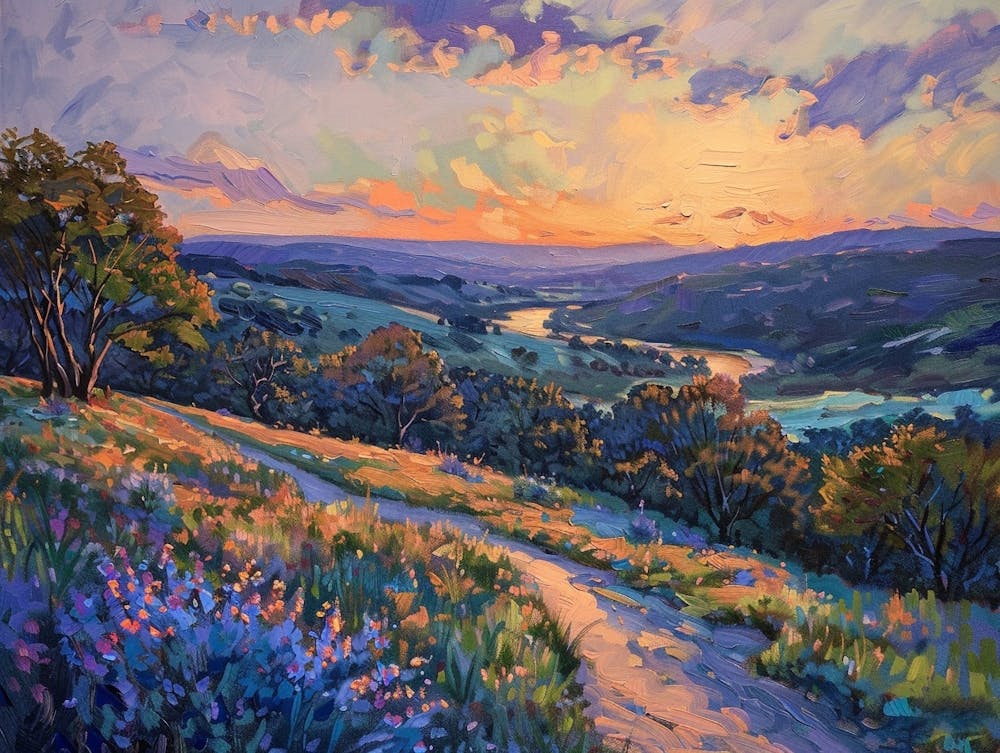 Western Sunset Landscapes Texas Hill Country 1 Art Print by The Western ...