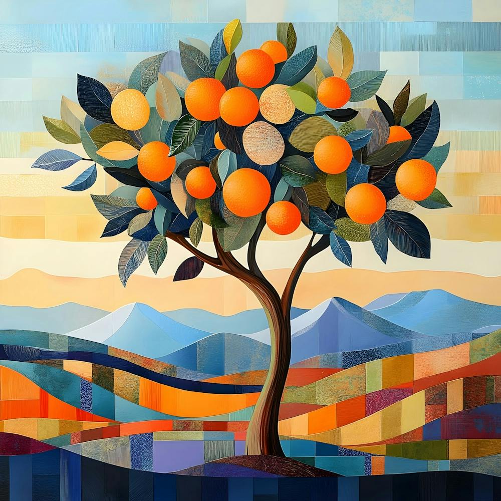Modern Orange Tree 3 Art Print by S.K. Coghlan – Fy!