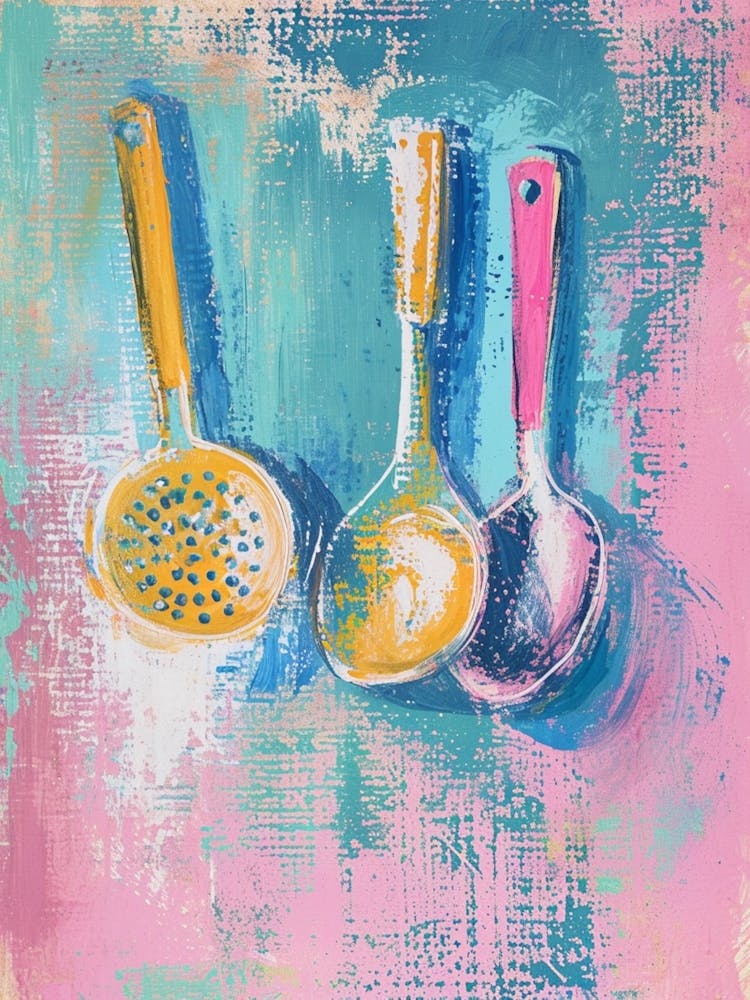 Kitsch Kitchen Utensils Painting 3 Art Print by Bubblegum Kitsch – Fy!