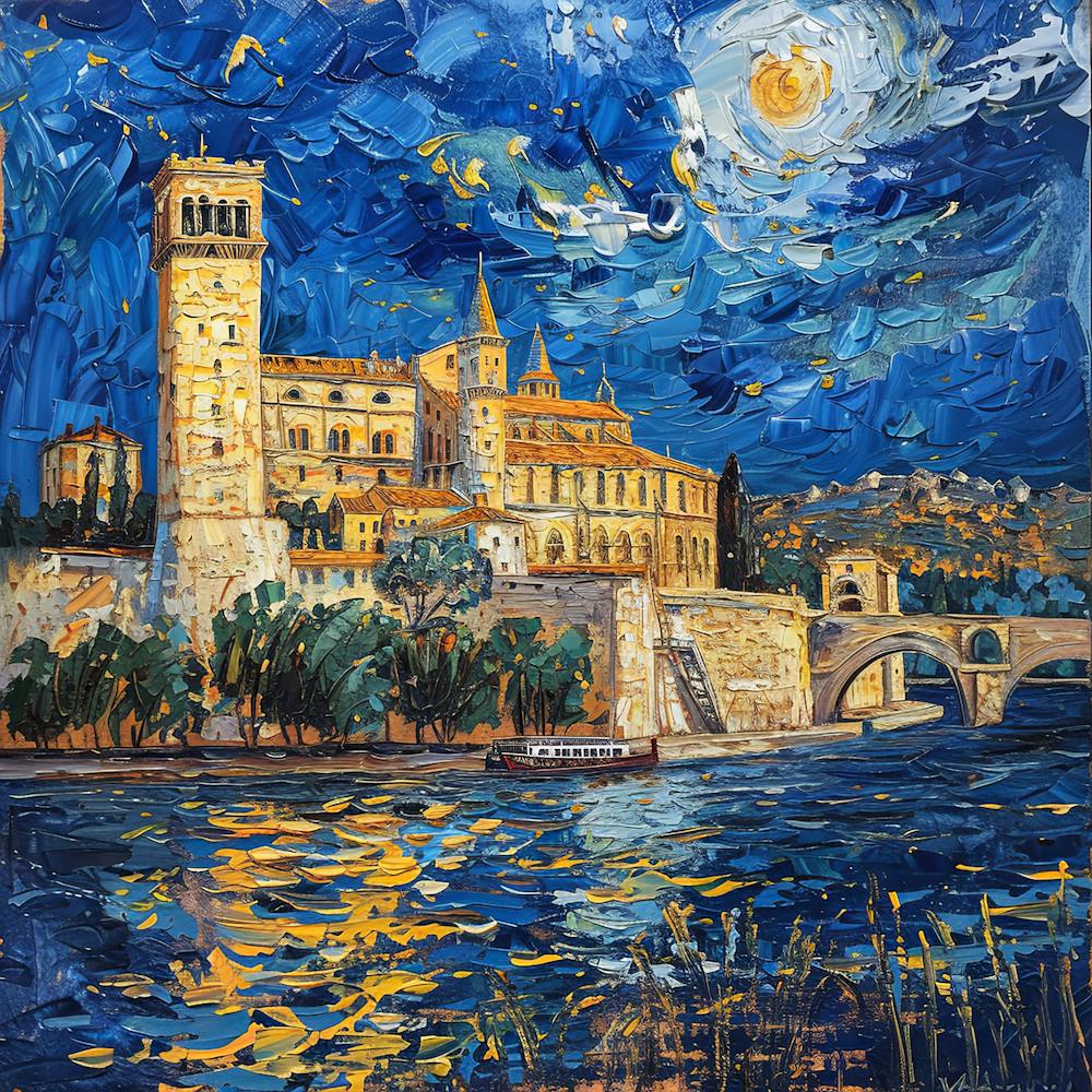 Van Gogh Style. Papal Palace of Avignon Series. Art Print by David ...