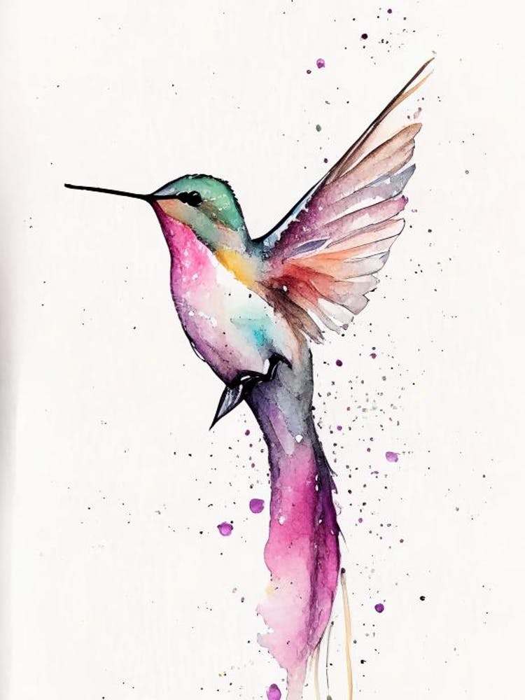 Anna S Hummingbird Minimalist Watercolour 1 Art Print by Featherline – Fy!