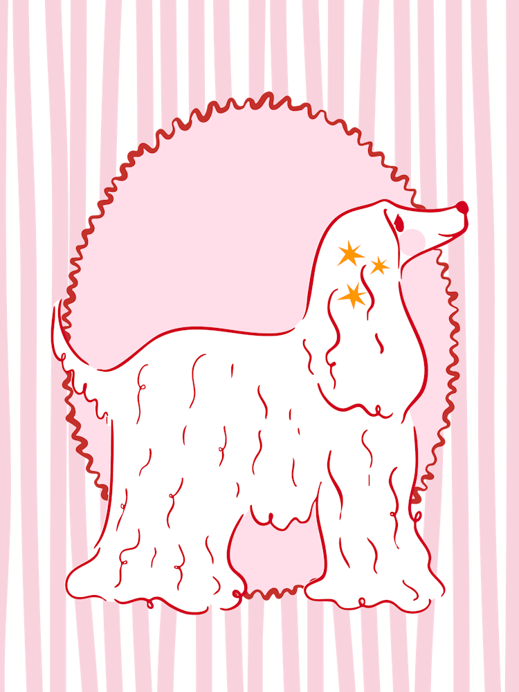 Afghan Hound | Pink and Red Dog Print Art Print by Kitty Strand – Fy!