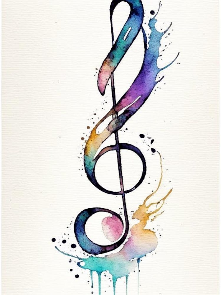 Treble Clef Symbol Minimal Watercolour Art Print by Symbolic ...