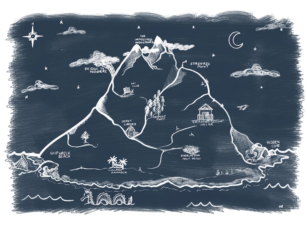 Imagination Island Ink Blue Art Print by Ink and Tot – Fy!