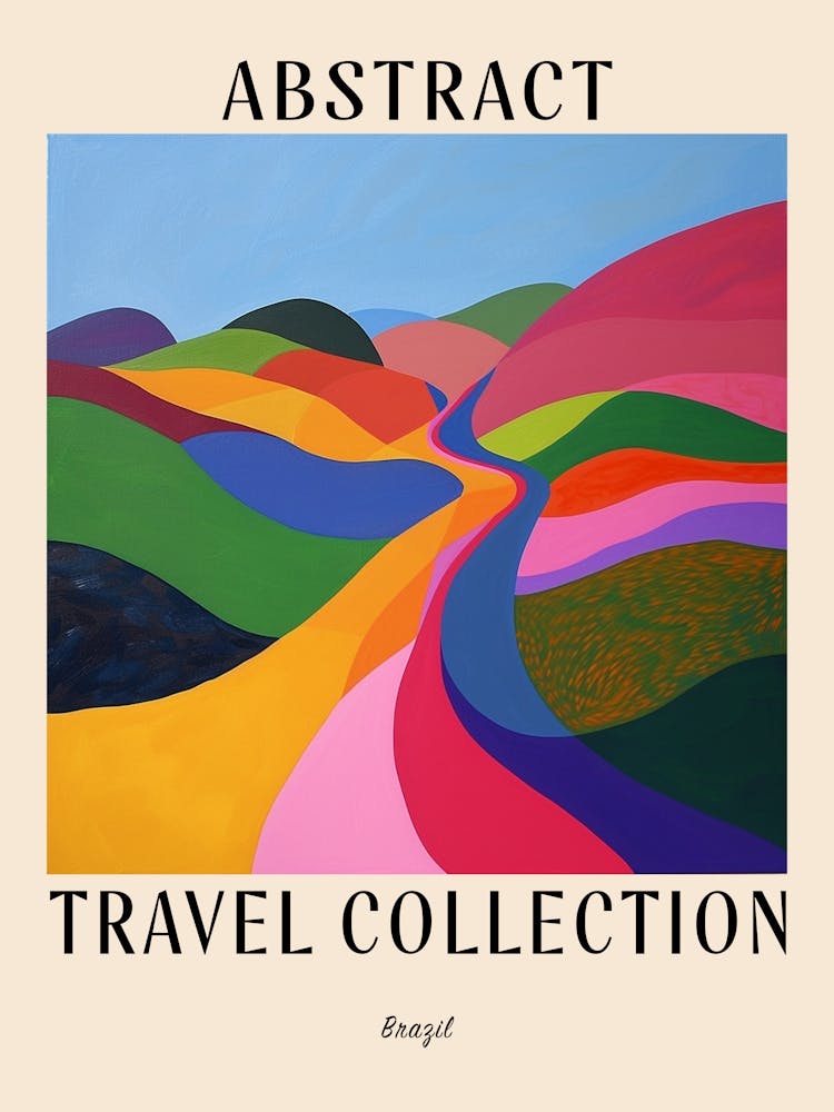Abstract Travel Collection Poster Brazil 1 Art Print by Hue Horizons ...