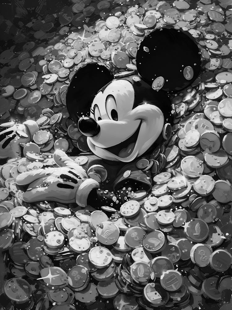 Mickey Mouse In A Pile Of Coins Art Print by Monochrome Heaven – Fy!