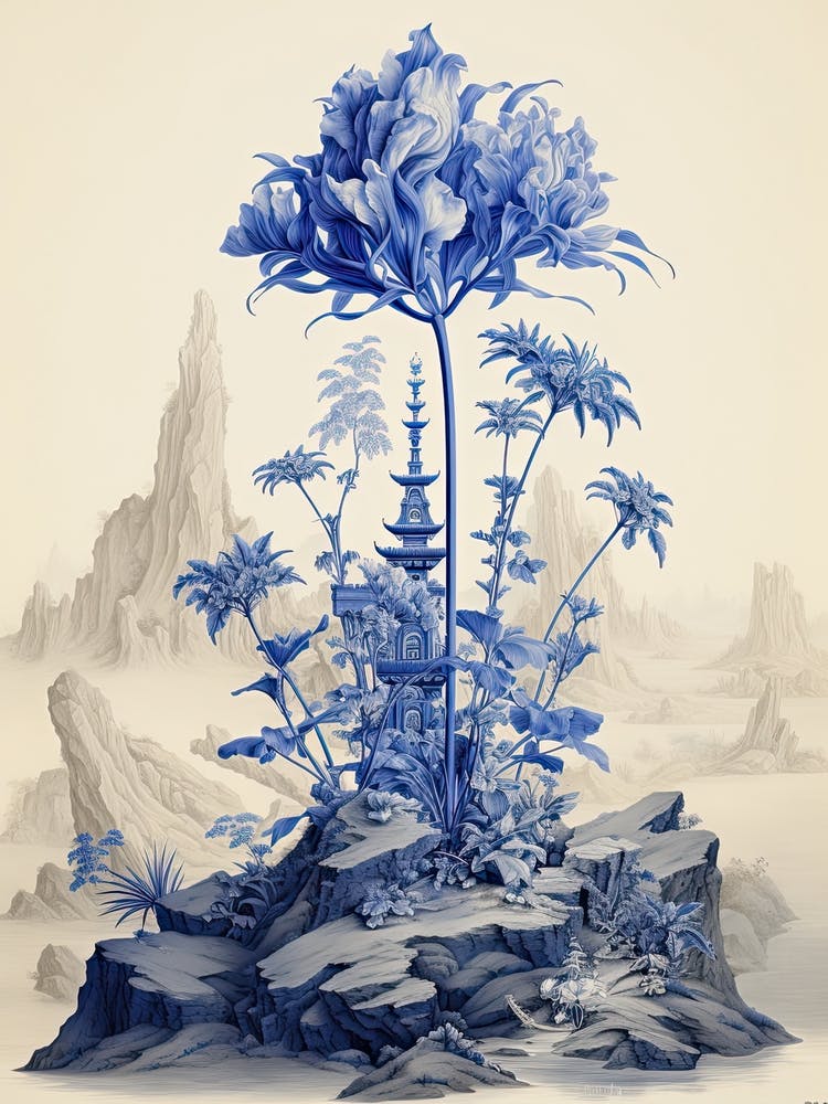 Chinese Forget Me Not Victorian Style 0 Art Print by Whimsical Meadows ...