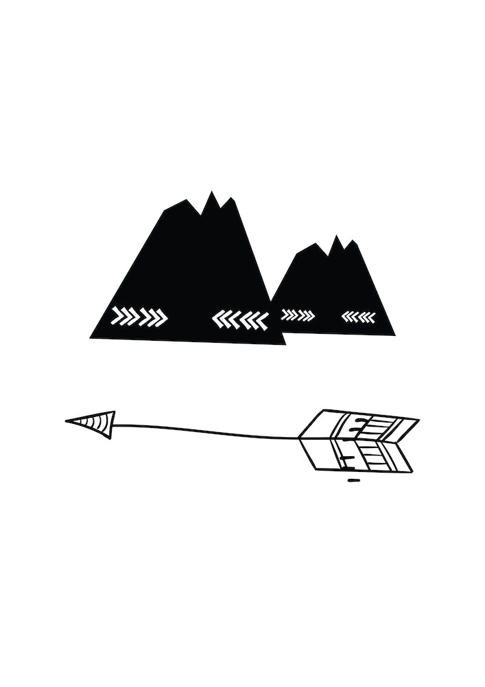 Mountain With Arrow Black Art Print by Nestory UK – Fy!