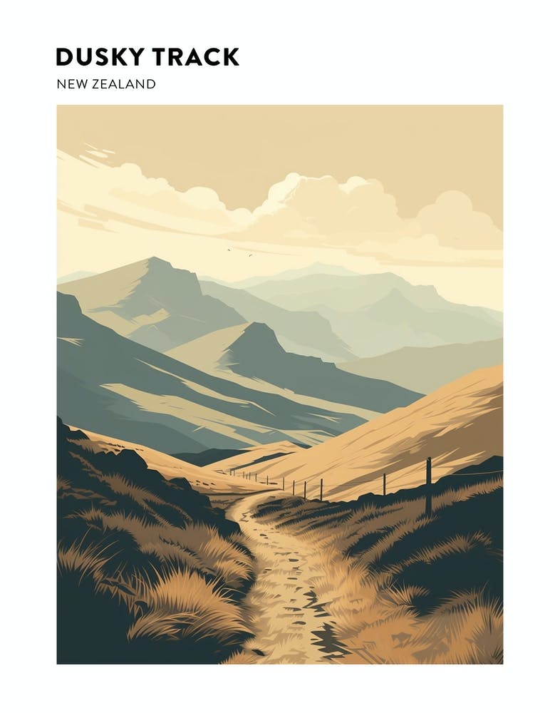 Dusky Track New Zealand 1 Hiking Trail Landscape Poster Art Print by ...
