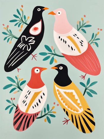 Folk Style Bird Painting Seagull 2 Art Print by Feathered Muse – Fy!
