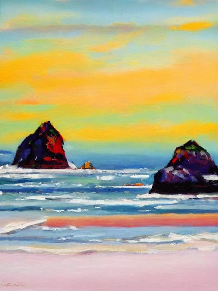 Cannon Beach, Oregon Bright Abstract Art Print by Sand & Surf Prints – Fy!