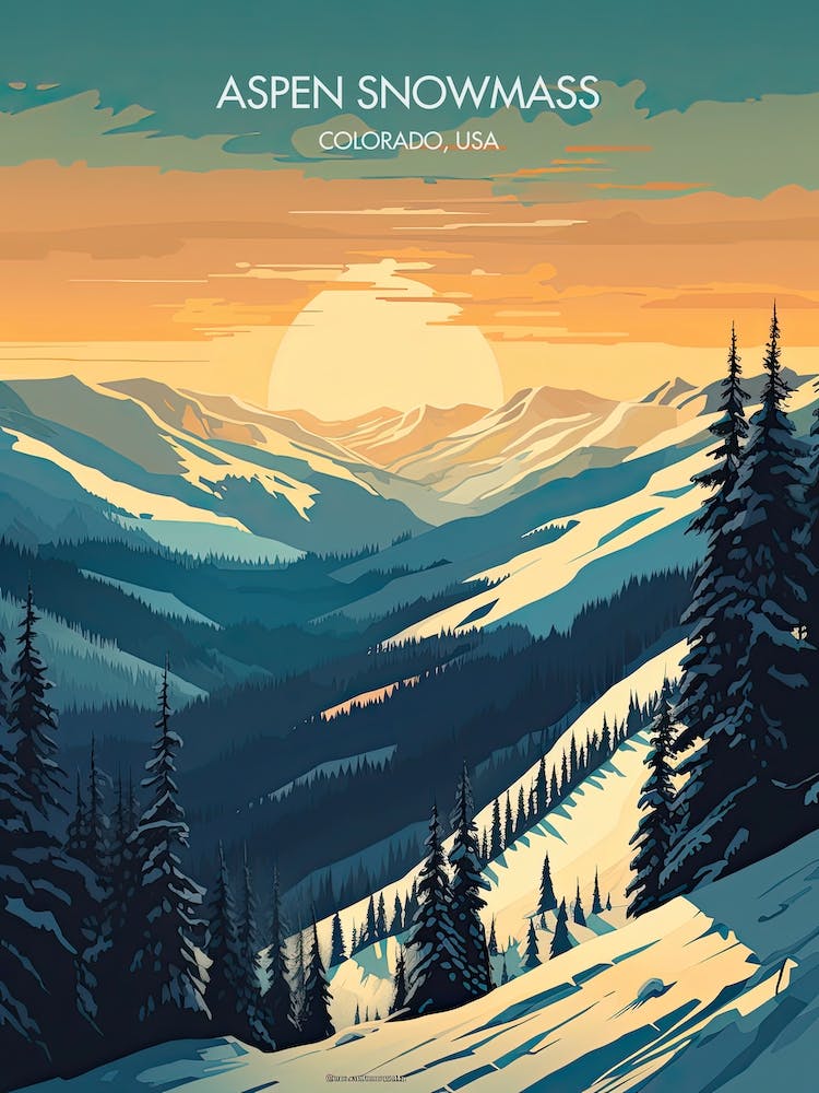 Poster Of Aspen Snowmass Colorado, Usa, Ski Resort Illustration 1 Art ...
