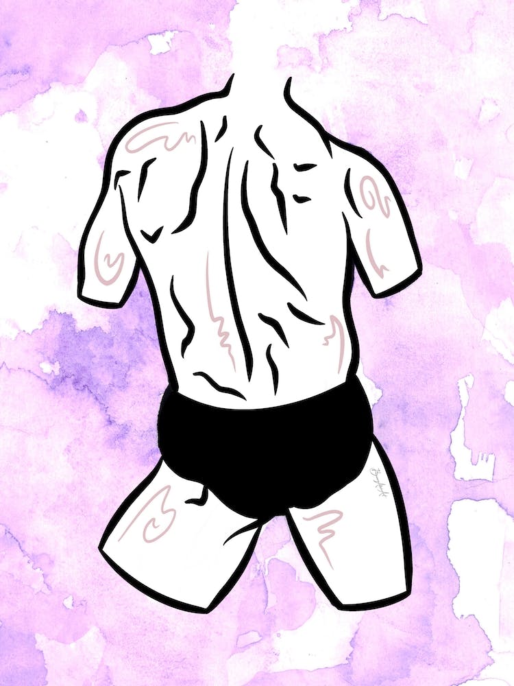 Digital Male Bum Line Art Print by Briony Alicia Art – Fy!