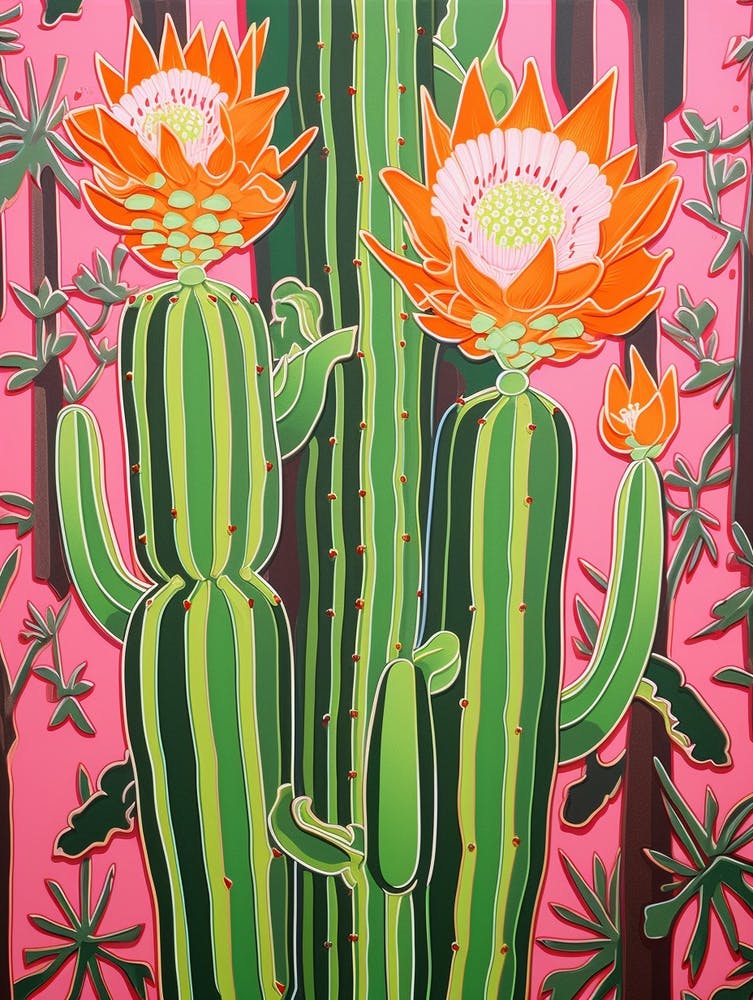 Mexican Style Cactus Illustration Chamaecereus Silvestrii Cactus 3 Art ...