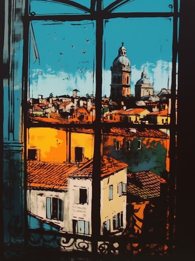 A Window View Of Rome In The Style Of Pop Art 3 Art Print by Urban ...