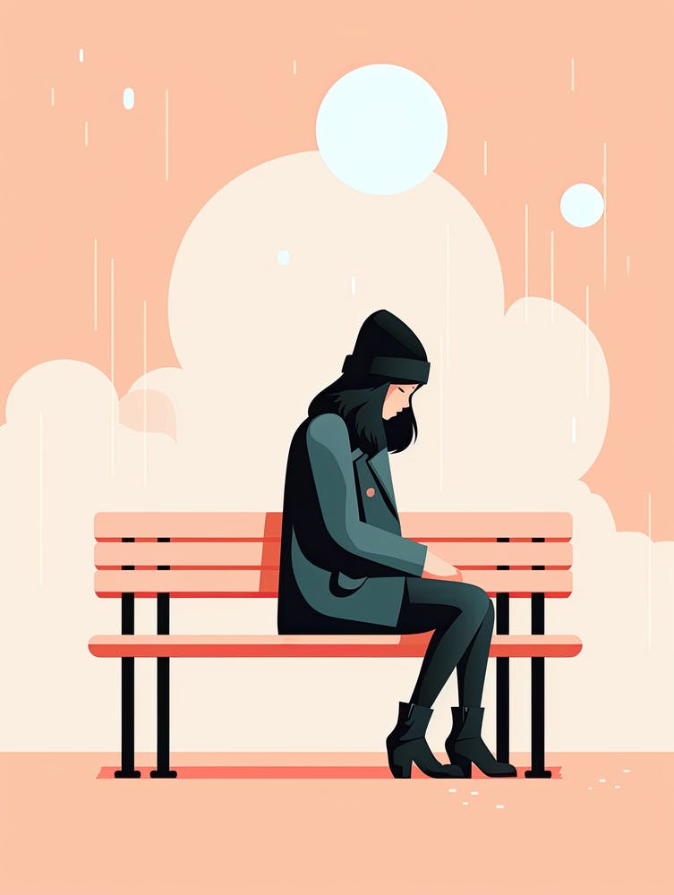 Sad Girl Sitting On A Bench, Loneliness Art Print by Art-Syndicate – Fy!