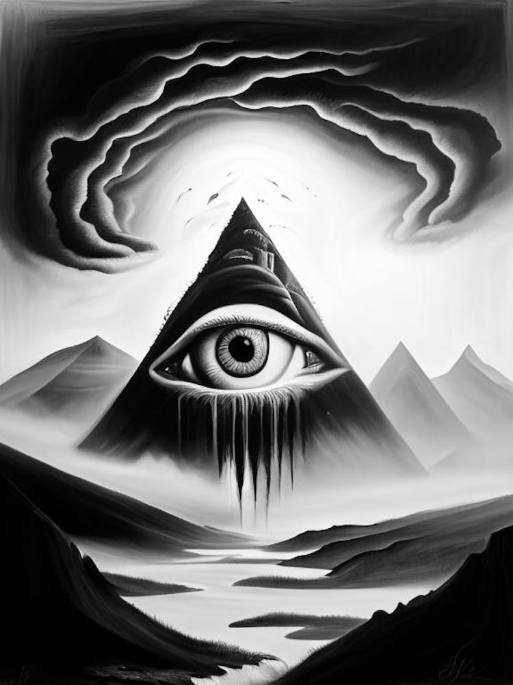 Surreal Landscape, Symbol, Third Eye Black & White 1 Art Print by ...
