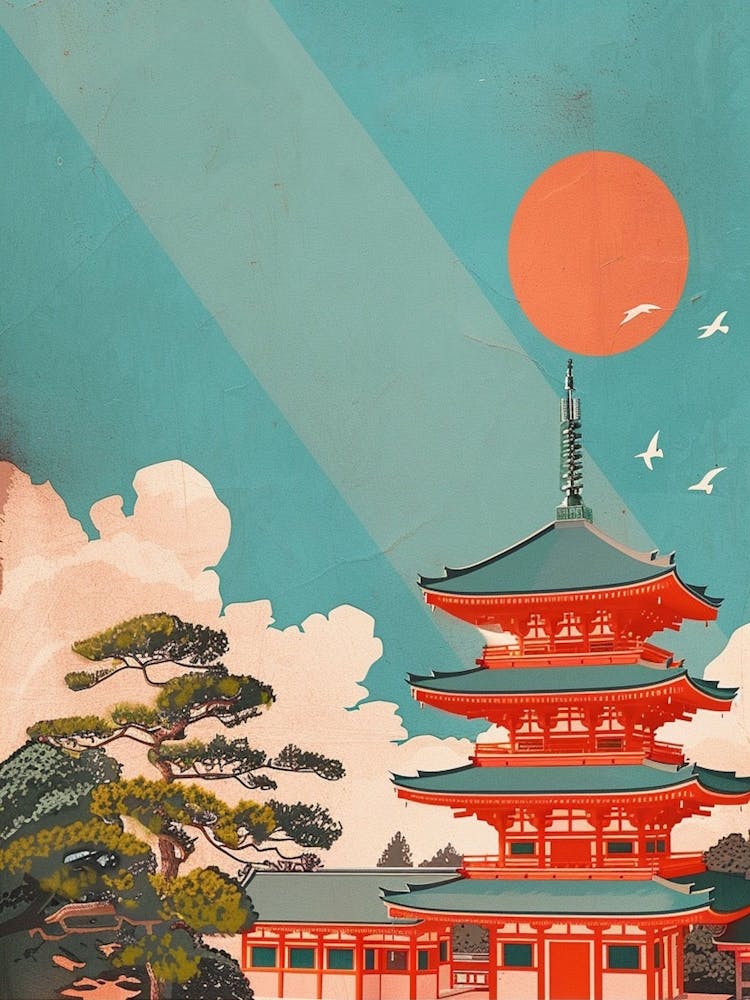 Japanese Palace In Tokyo Japan Mid Century Modern 5 Art Print by Japan ...