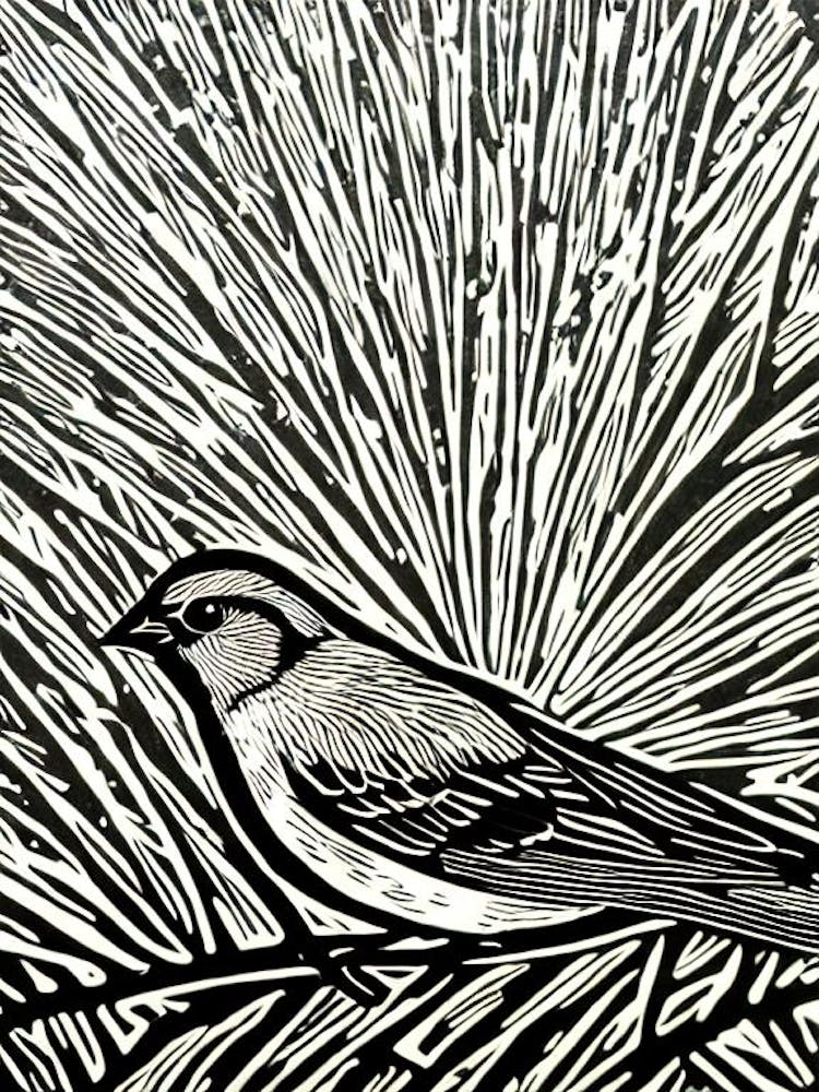 Sparrow Linocut Bird Art Print by Featherline – Fy!