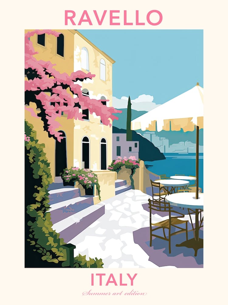 Ravello, Italy, Flat Pastels Tones Illustration 4 Poster Art Print by ...