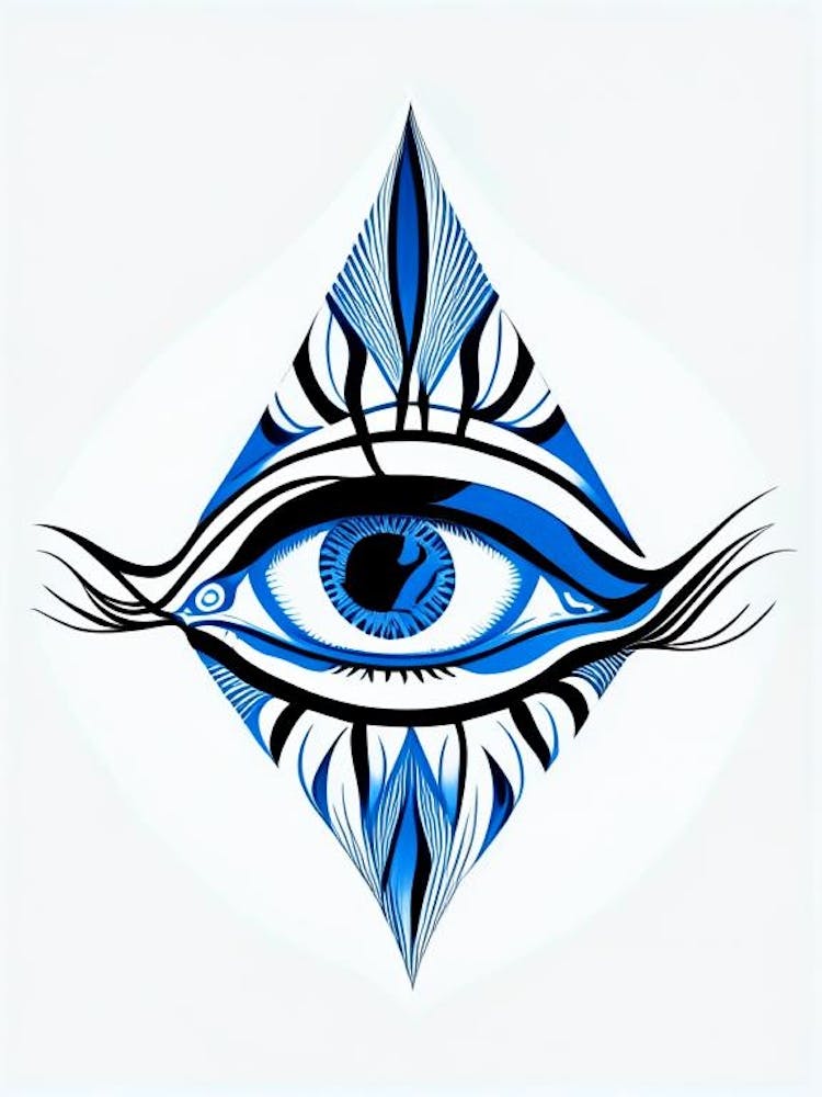 Celestial Eye, Symbol, Third Eye Blue & White 2 Art Print by Symbolic ...