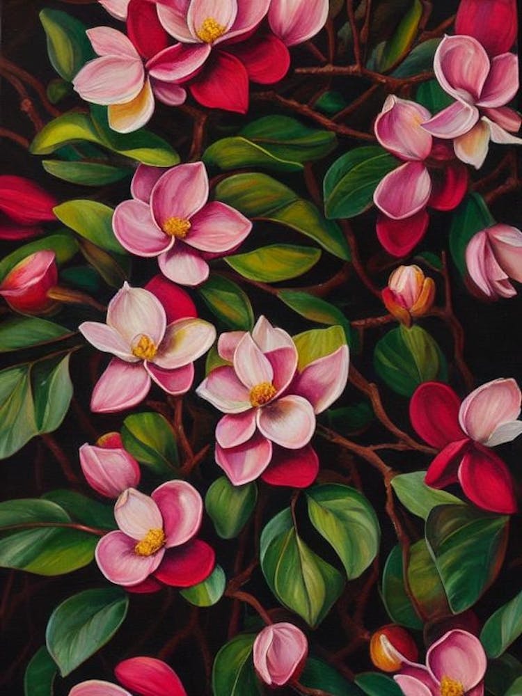 Magnolia Still Life Oil Painting Flower Art Print by The Artsy Florist ...