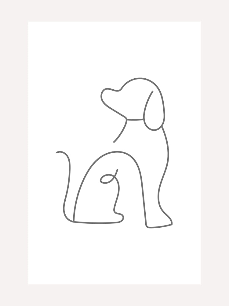Line Drawing Of A Dog Monoline Asthetic Mnimalist Drawing Art Print by ...
