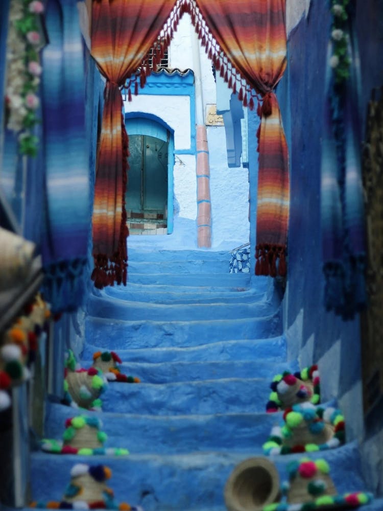 Blue Streets Of Chefchaouen Art Print by Hilia – Fy!