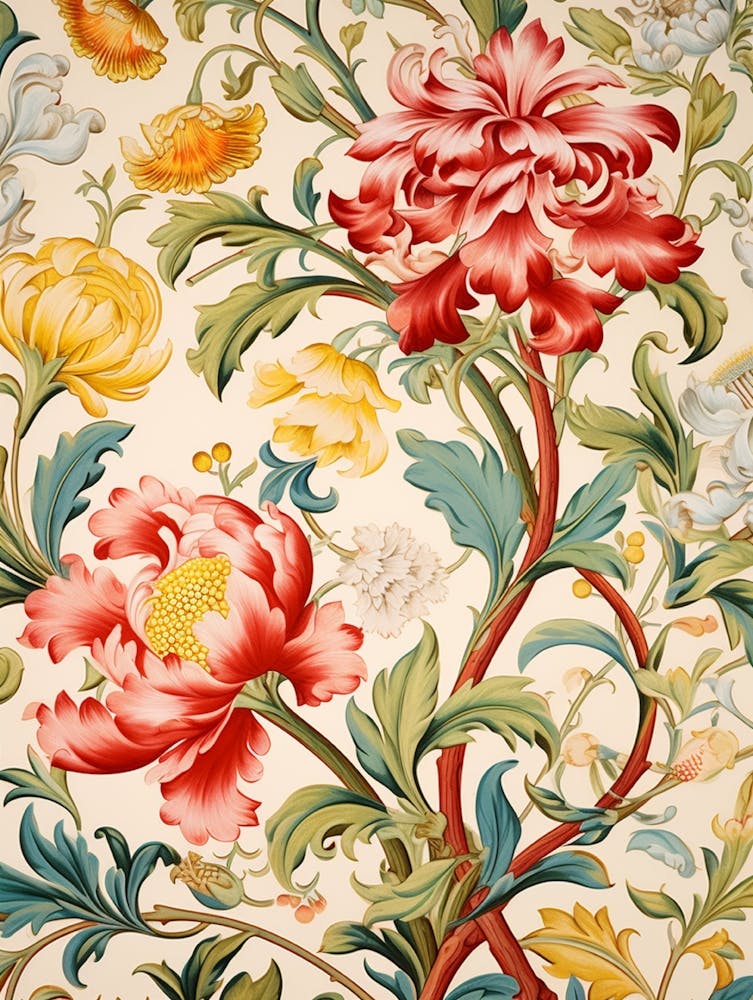William Morris-inspired pattern blooms with elegance Art Print by ...