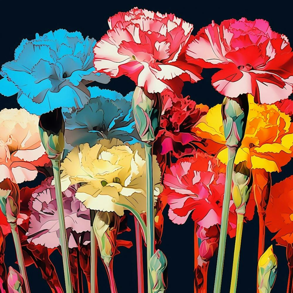 Andy Warhol Style Pop Art Flowers Carnation Dianthus 1 Art Print by ...