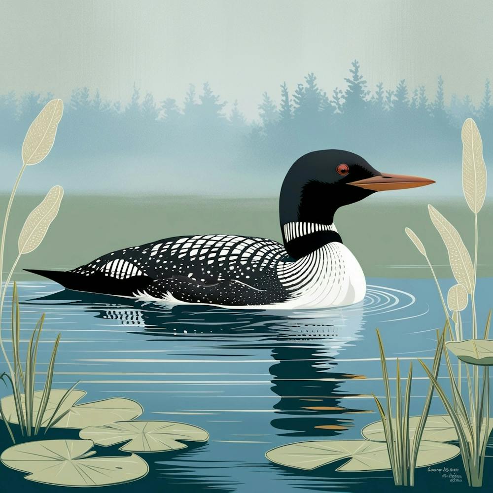 Bird In Nature Common Loon Art Print by Mamboo – Fy!