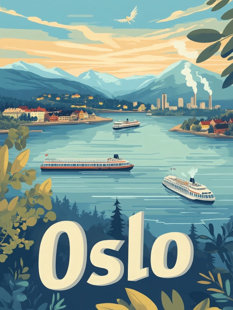 Aihrgdesign A Mid Century Modern Travel Poster For Oslo 4 Art Print by ...