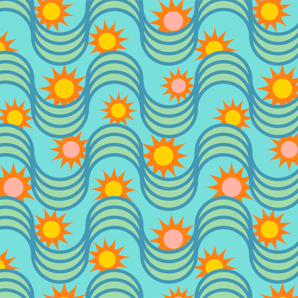 RISE AND SHINE Rising Sun Wavy Retro Mid-Century Modern Geometric ...