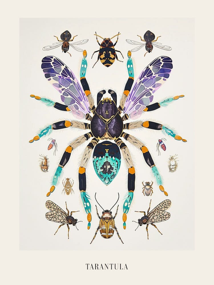 Colourful Insect Illustration Tarantula 9 Poster Art Print by Ritual ...