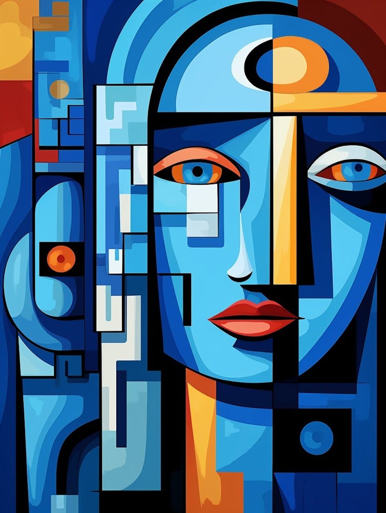 Cubist Abstract Geometric Lady Illustration 6 Art Print by Abstract Art ...