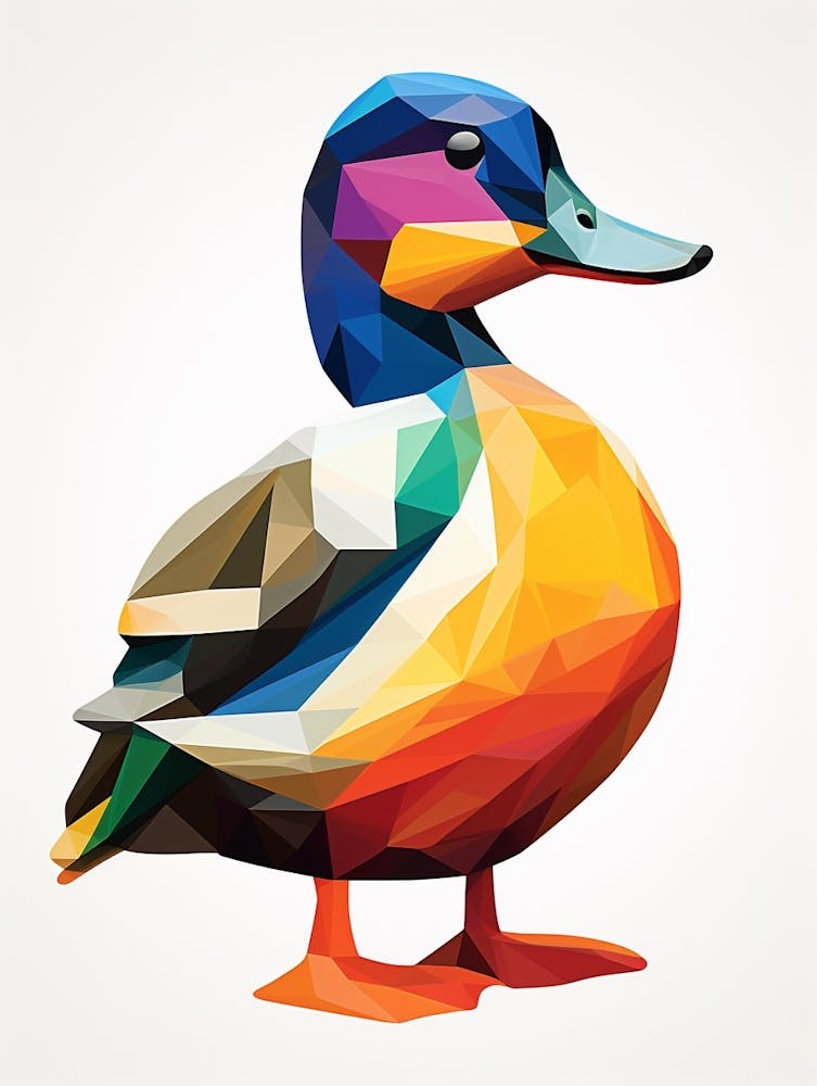 Colourful Geometric Bird Mallard Duck 2 Art Print by Feathered Muse – Fy!