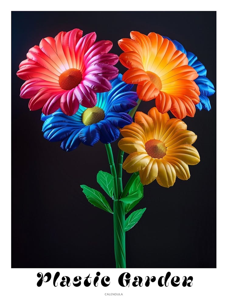 Bright Inflatable Flowers Poster Calendula 2 Art Print by Botanic ...