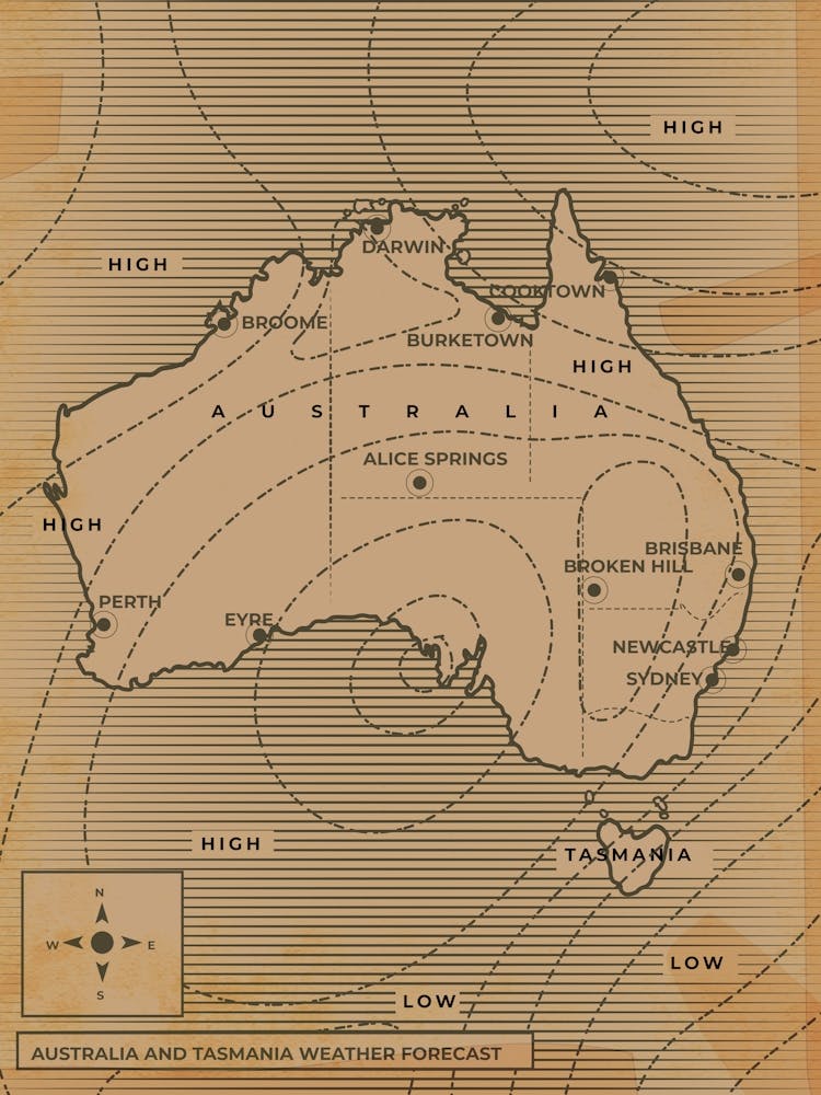 Vintage Australian Weather Map Art Print by Nicks emporium – Fy!