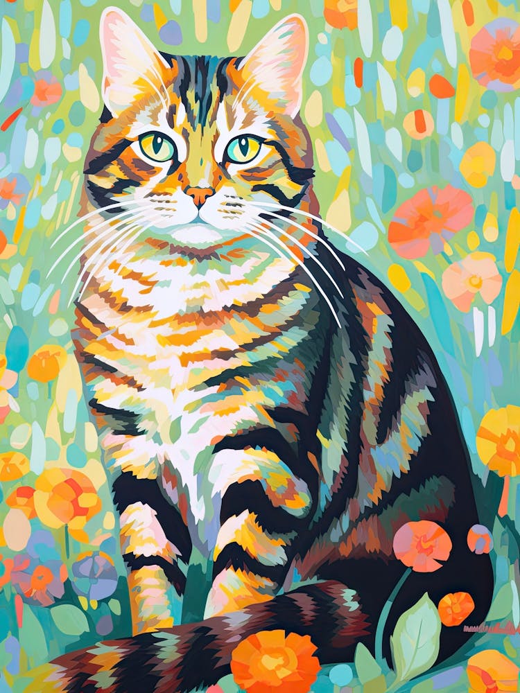 Fluffly Cat Oil Painting Art Print by Mambo – Fy!