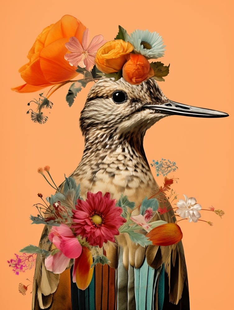 Bird With A Flower Crown Dunlin 2 Art Print by Feathered Muse – Fy!
