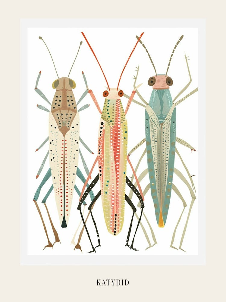 Colourful Insect Illustration Katydid 3 Poster Art Print by Ritual Art ...