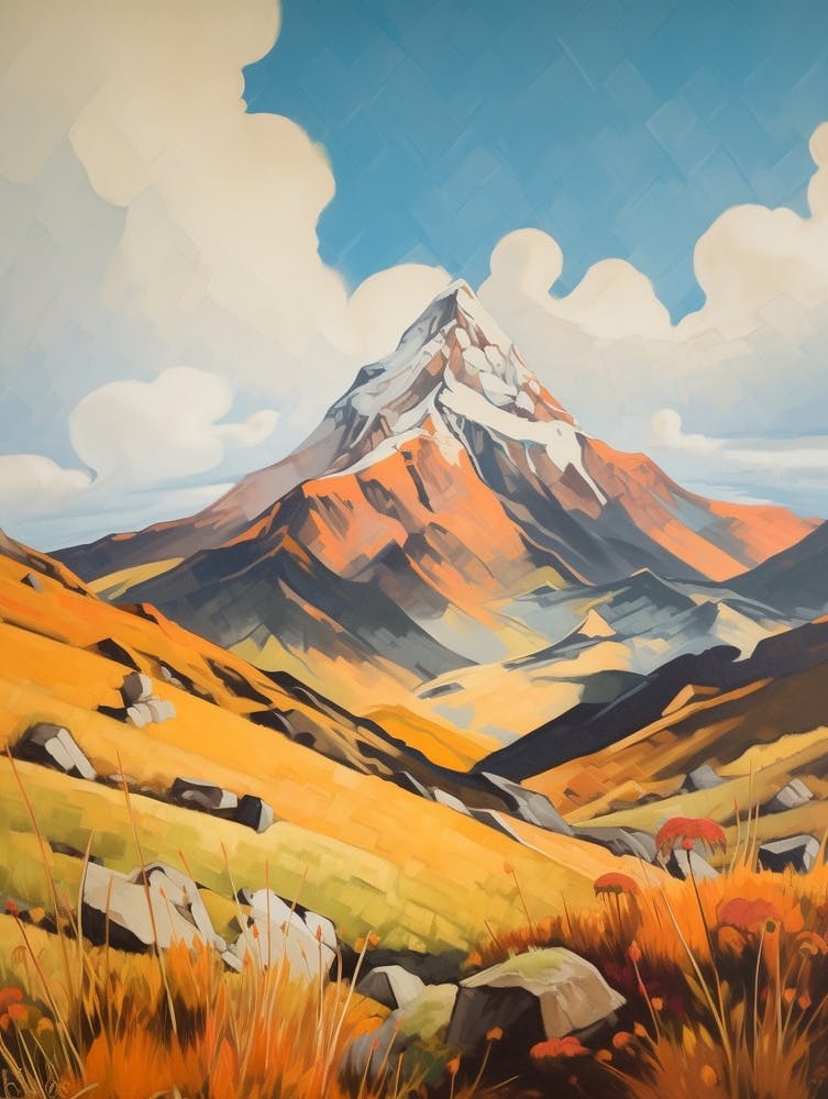 Mount Kenya Kenya 4 Mountain Painting Art Print by WanderWall Prints – Fy!