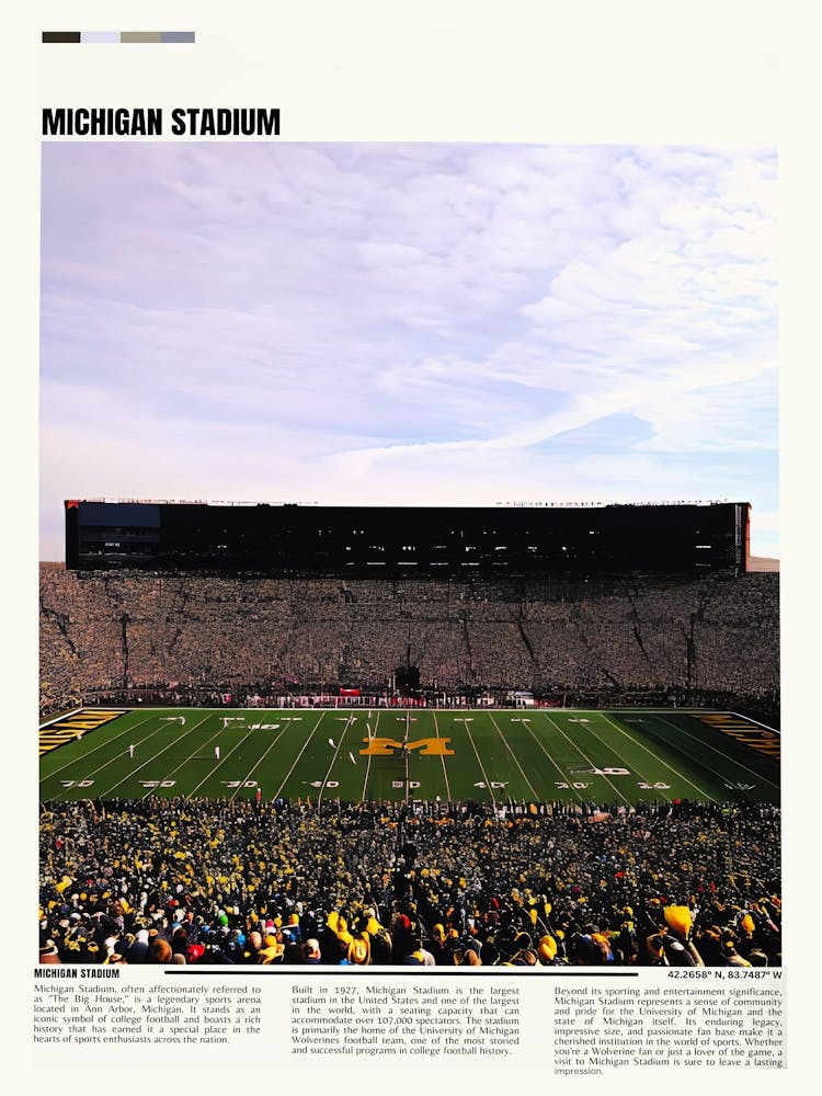 Michigan Stadium Print Michigan Art Michigan Wolverines Poster Ncaa ...