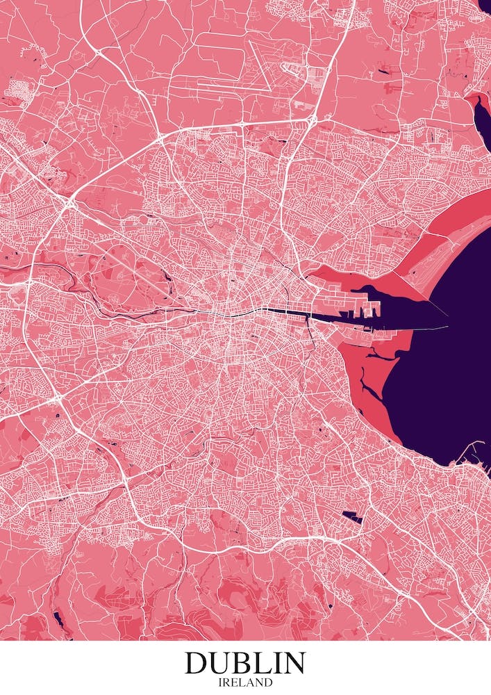 Dublin Pink Purple Map Art Print by Mapply – Fy!