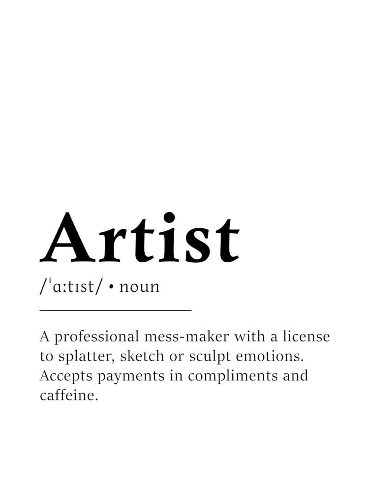 Artist Definition Poster - Dictionary Art Print by Panda Zen Studios – Fy!
